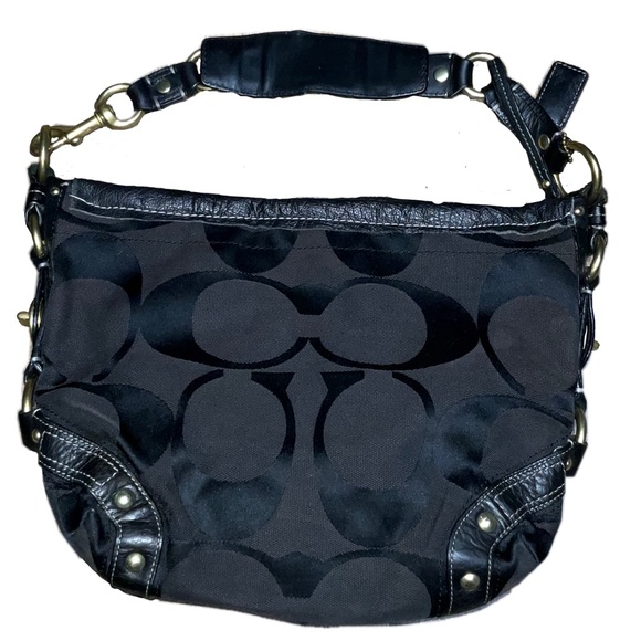 Coach | Bags | Coach Y2k Black Canvas Hobo Shoulder Bag With Heavy Gold ...